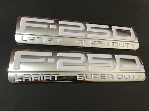 2pcs Lariat Super Duty Side Fender Chrome White Emblems Badge for fits ...