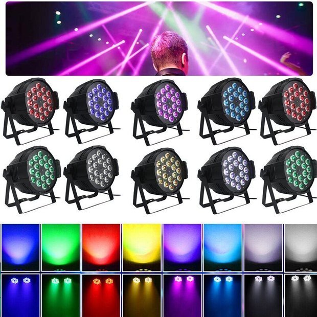 10PCS 270W PAR Can RGBW 18LED DMX Stage Lighting DJ Disco Wash Party ...