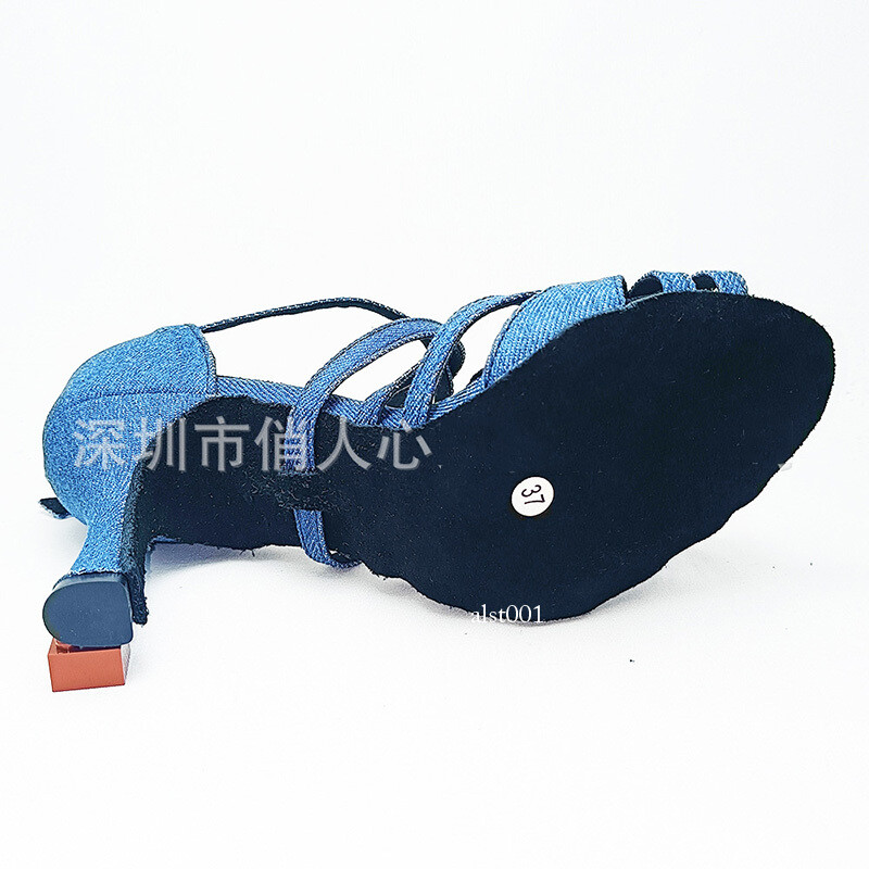 Women Latin Salsa Tango Denim Dance Shoes Ballroom Profession Shoes ...