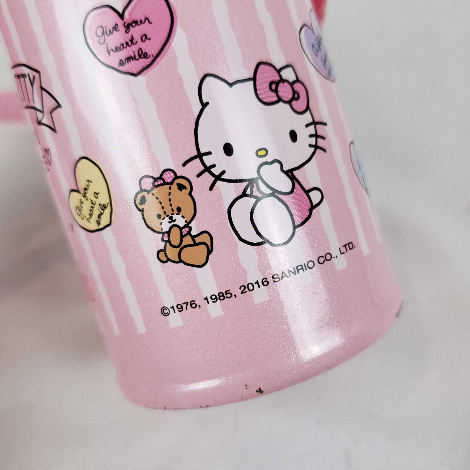 Hello Kitty Thermos Stainless Steel Hot Cold Bottle Pink Stripe Bear ...