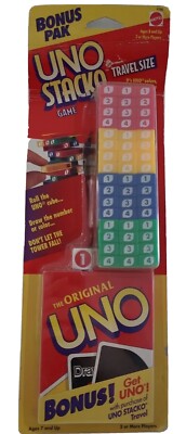 UNO Stacko Game Travel Size 41996 Bonus Pak Mattel 1996 Vintage Damage ...