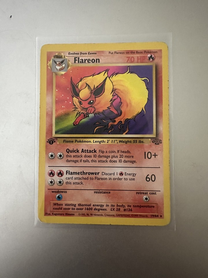Flareon Pokemon TCG Jungle 19/64 Rare non-holo non-foil English - 1st ...