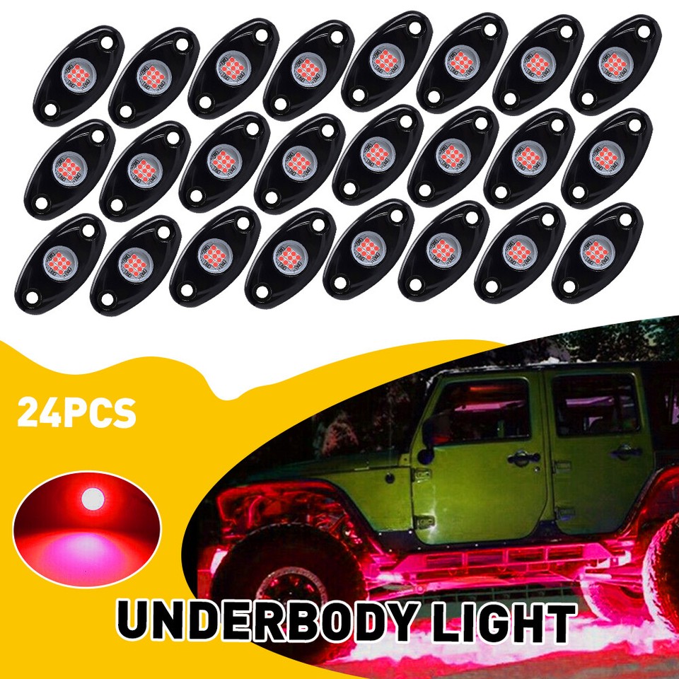 22X Red LED Rock Lights Underbody Trail Rig Glow Offroad Lamp SUV ...
