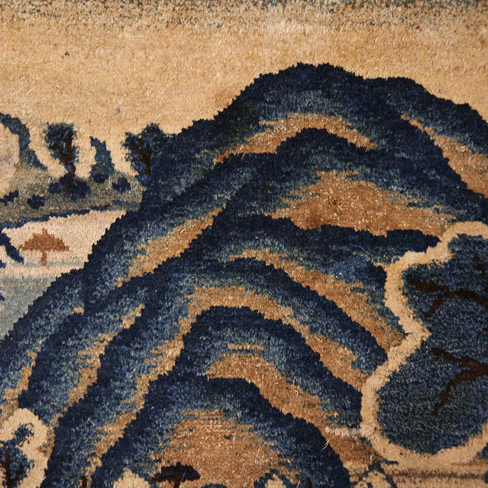 VINTAGE MONGOLIAN WOOL PILE RUG LANDSCAPE MOTIF CARPETS MONGOLIA CHINA ...