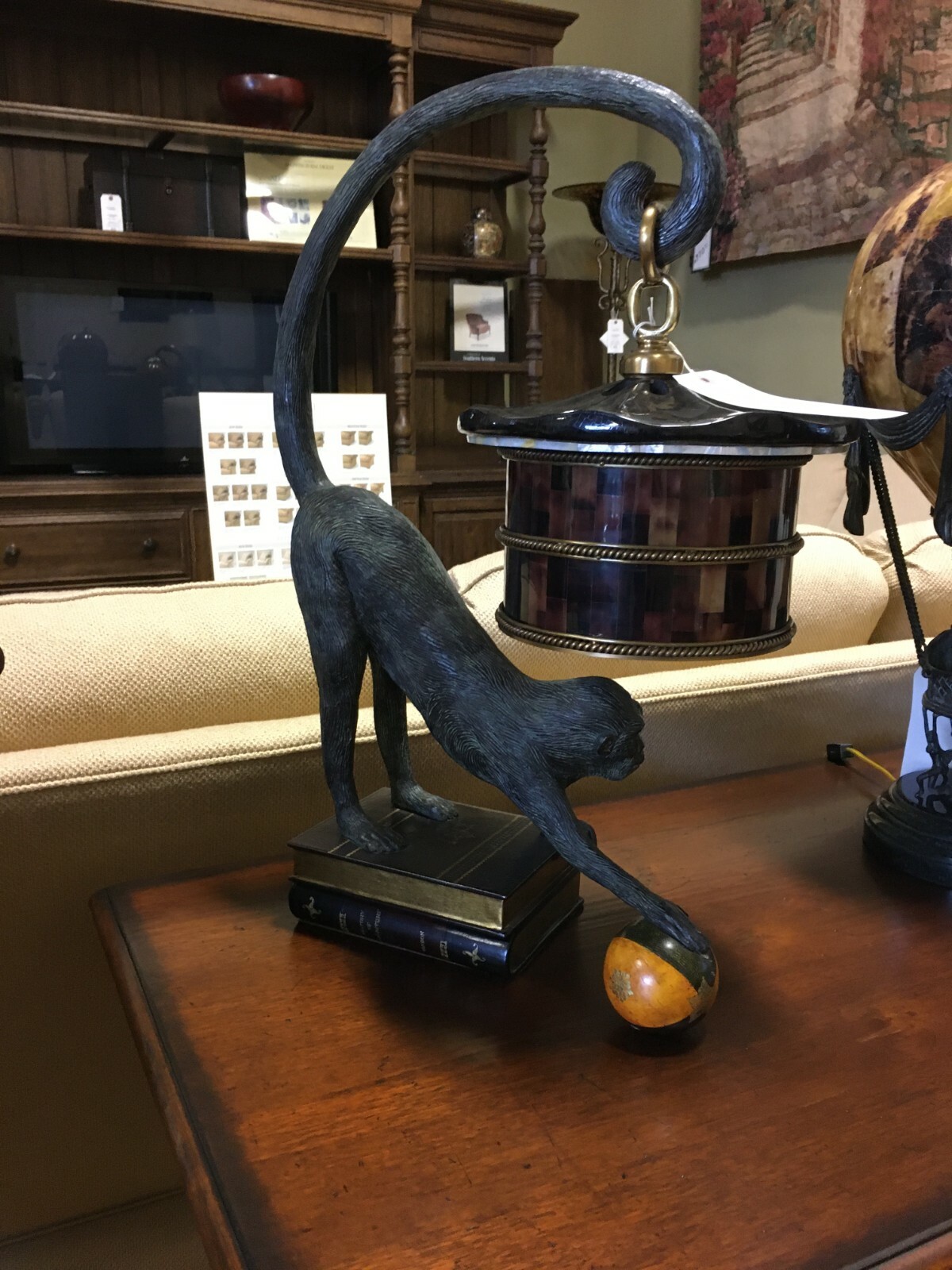 Maitland Smith Monkey Lamp - Young and Black Penshell Shade with Mother ...