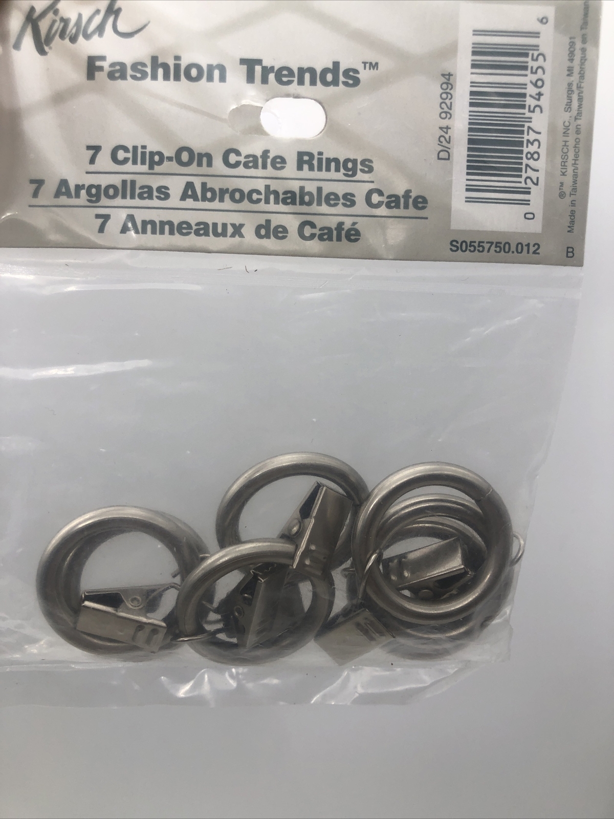 Kirsch Fashion Trends 7 Clip On Cafe Rings Original Curtain Ring Clip Silver | eBay
