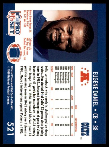 1990 Pro Set Eugene Daniel Indianapolis Colts #521 | eBay