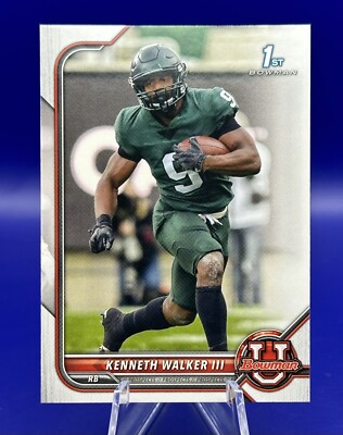 2021-22 Bowman University KENNETH WALKER III 1st Bowman RC #82 MSU ...