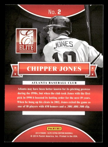 2014 Panini Elite #2 Chipper Jones Historic Picks | eBay