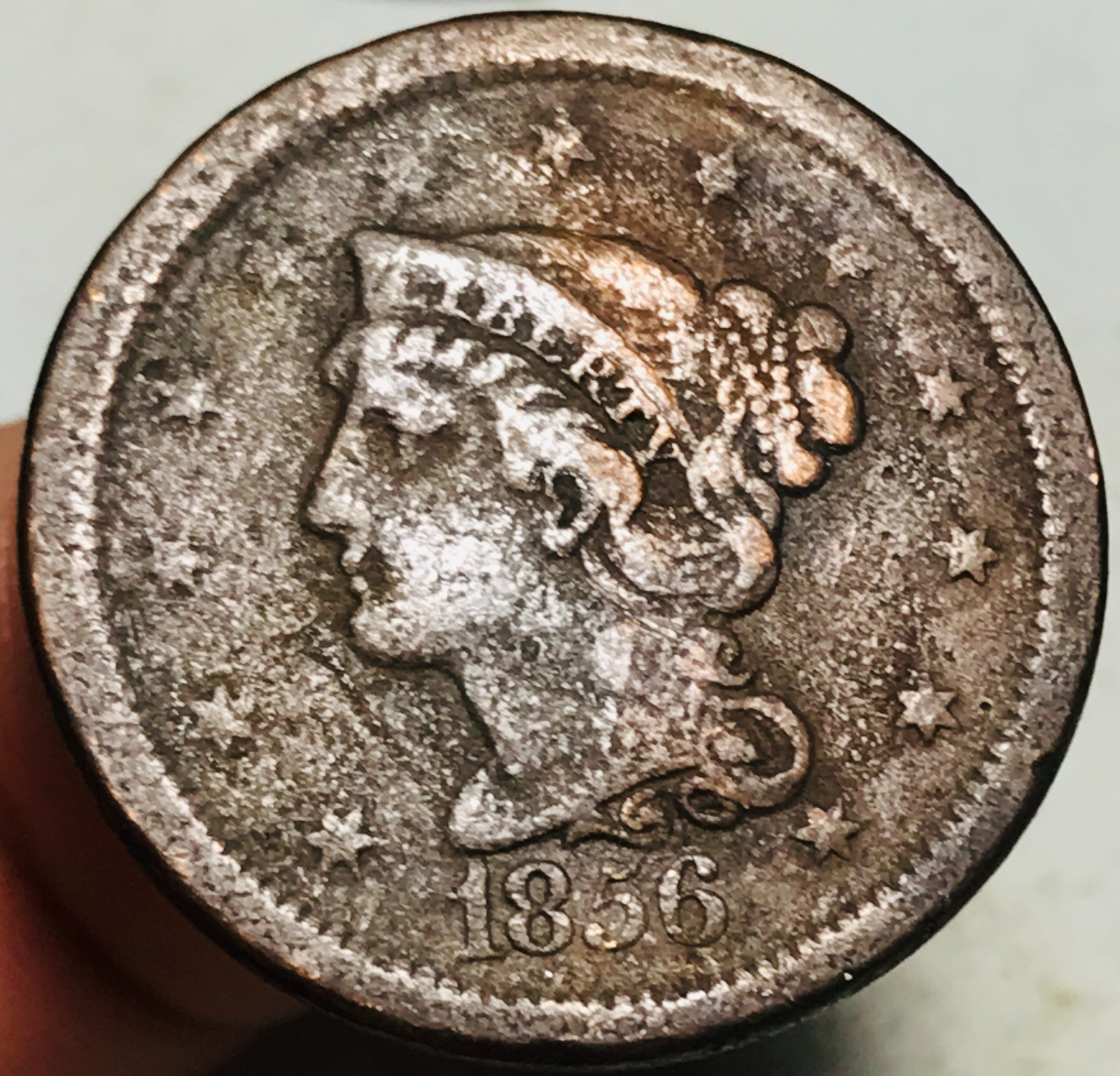 1856 Large Cent Matron Braided Hair 1C Ungraded US Copper Coin