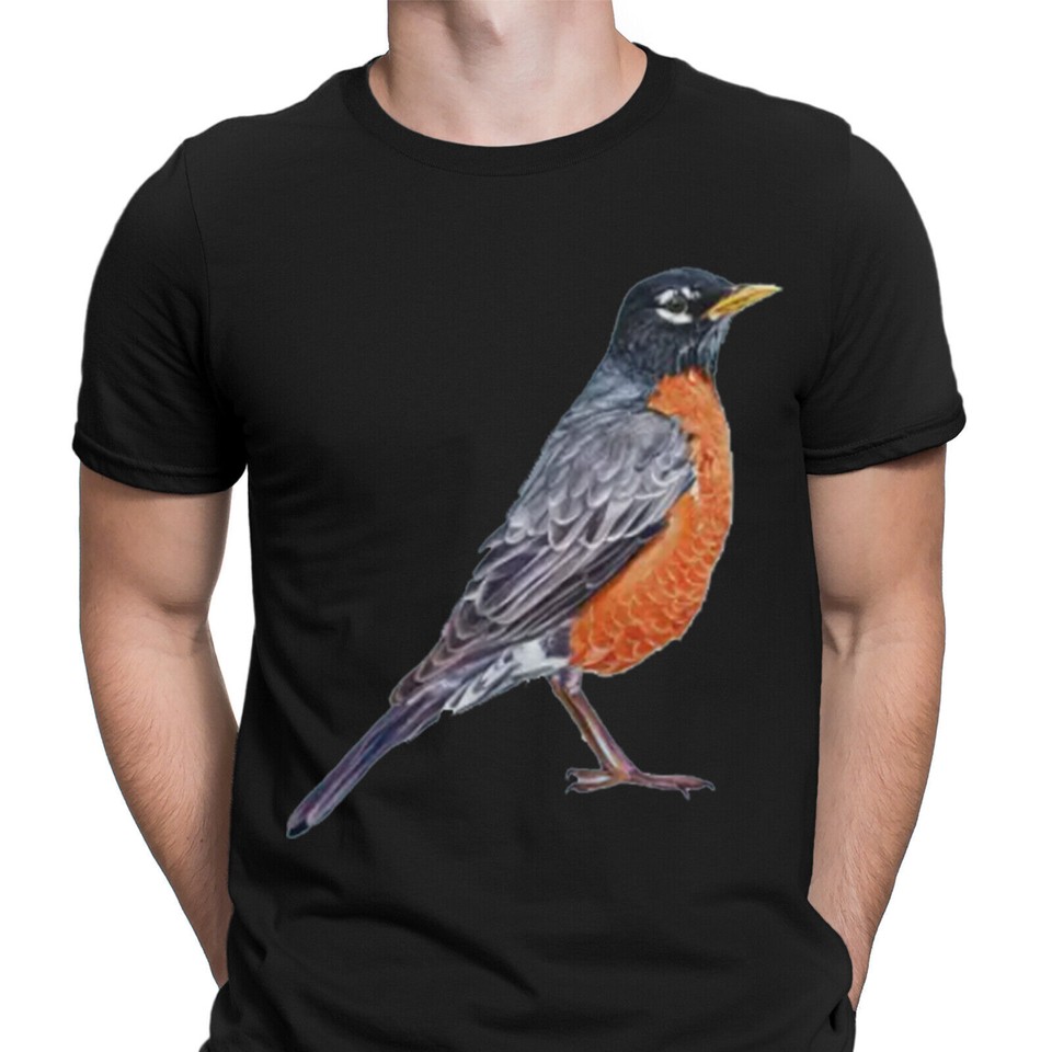 American Robin Bird Watching Birding Painting Novelty Mens T-Shirts Tee ...