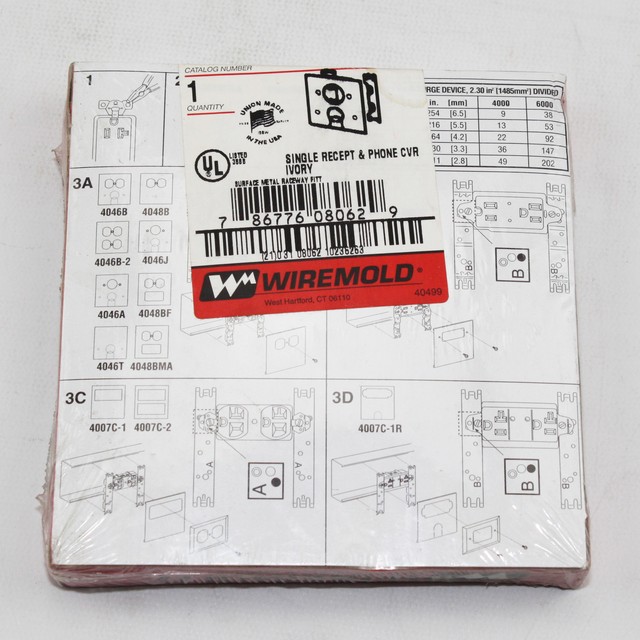 Wiremold Legrand V4046J Single Receptacle & Phone Cover 4000 Series ...