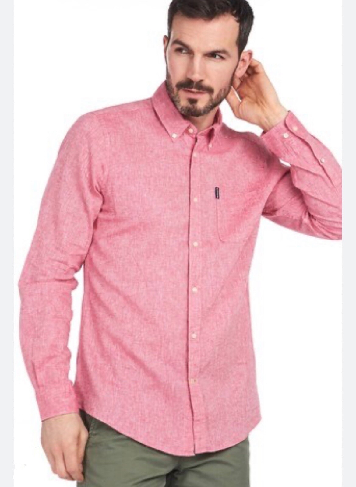 Barbour Men's Todd Tailored Fit Linen Cotton Long Sleeve Button Down ...