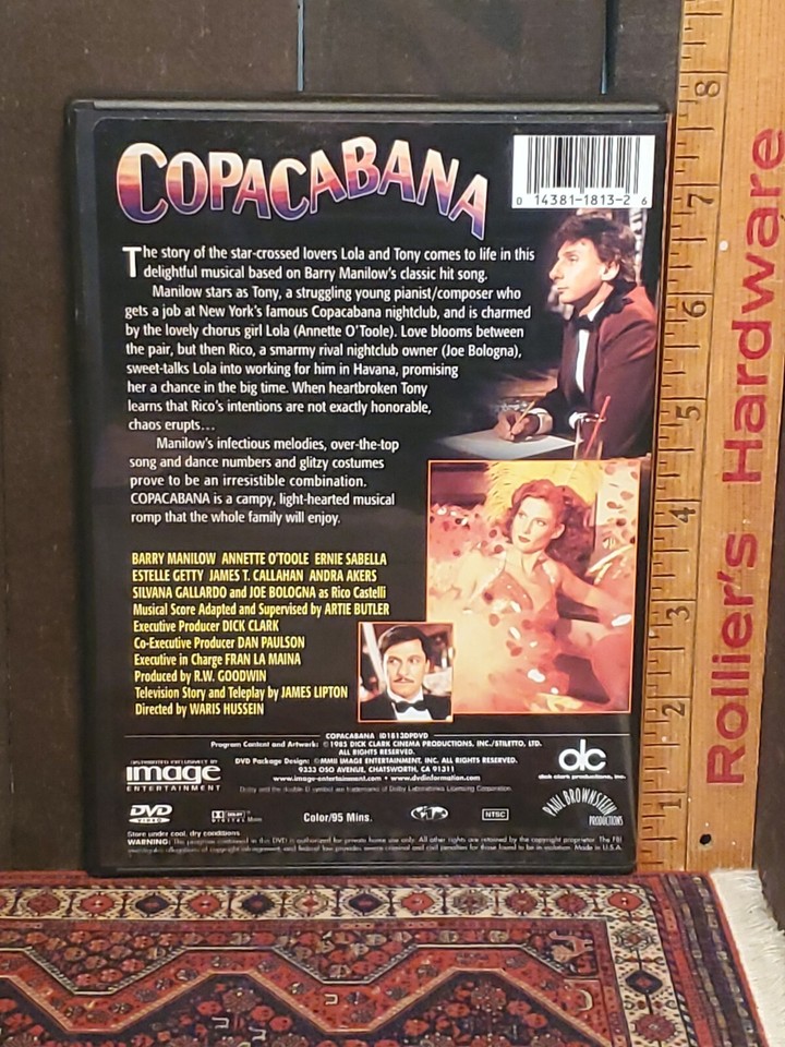 Copacabana DVD (1985) Barry Manilow Annette O’Toole OOP HTF w/ Chapter ...