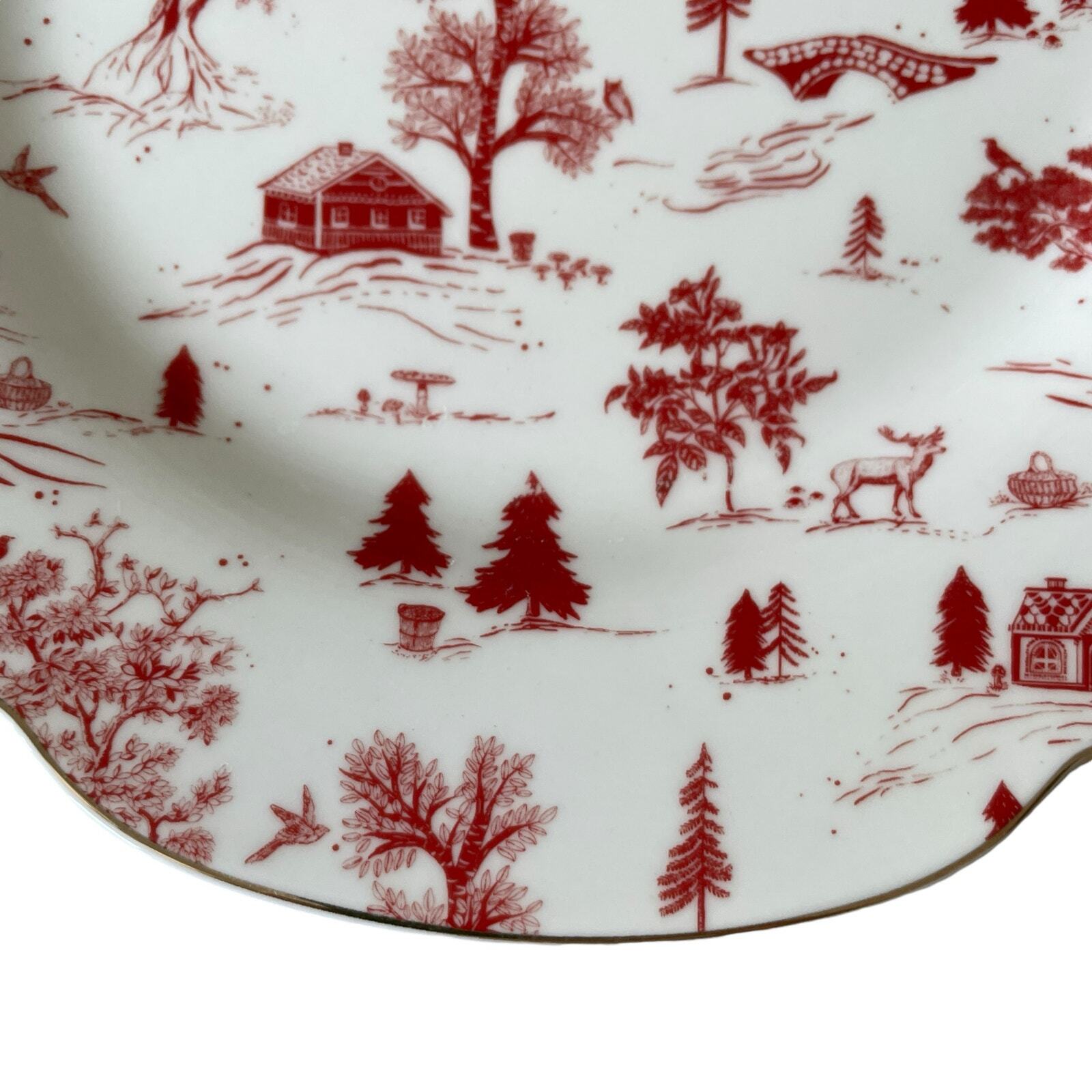 Grace Teaware Christmas Porcelain Salad Plates 8in Set of 4 Holiday Red ...