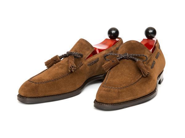 Handmade Men Tan brown suede leather tassels shoes, Men suede moccasins ...
