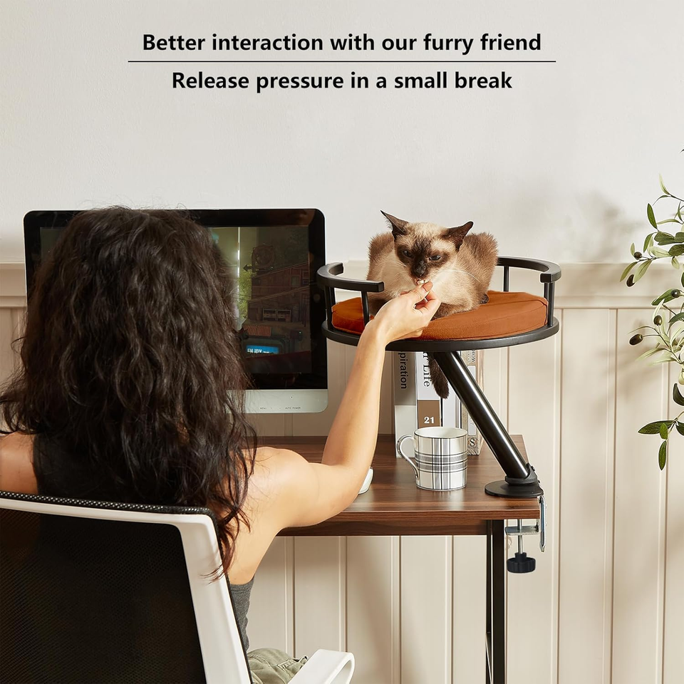 Elevated Cat Desk Bed - Stylish Mounted Perch for Home Office ...