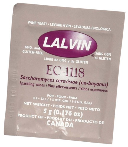 EC-1118 WINE YEAST LALVIN ALL PURPOSE CHAMPAGNE FRUIT WHITES SODA CIDER ...