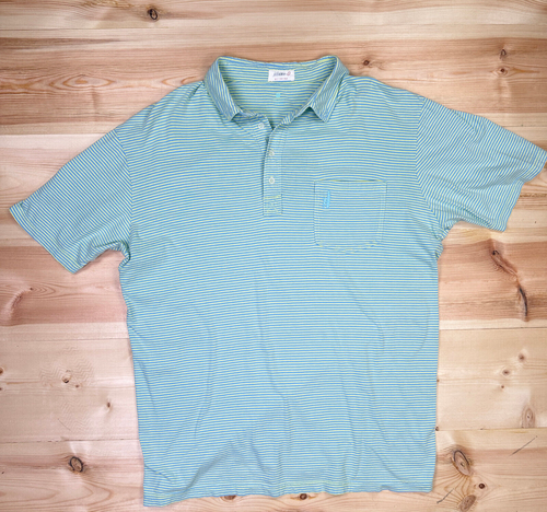 Johnnie-O Polo Men XL Green/Blue West Coast Preppy 100% Cotton ...