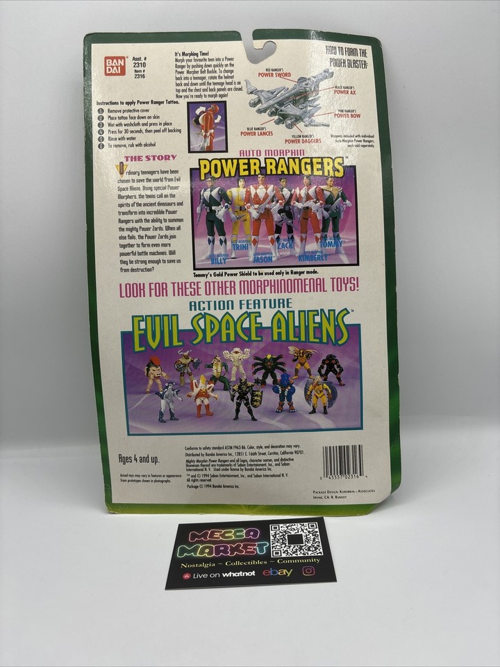 Tommy Green Original 1994 Mighty Morphin Power Rangers Bandai MMPR ...