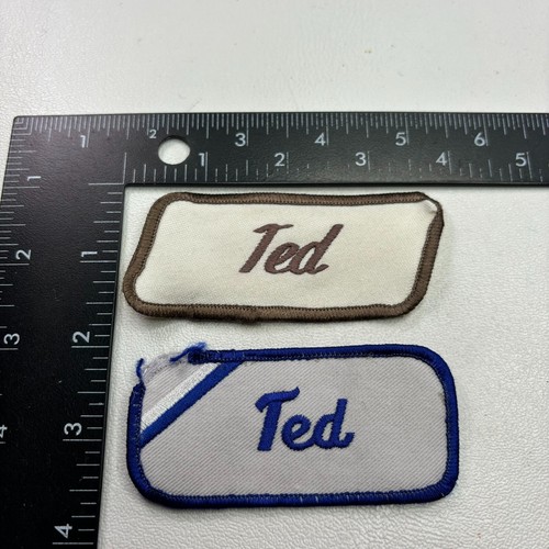 USED 2 Patches 1 RIPPED! Retro Name TED Patch (Uniform Mechanic Worker ...