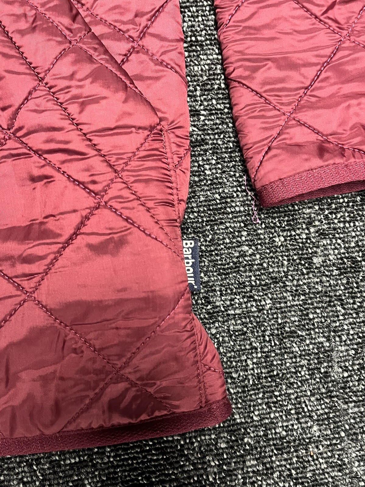 Barbour Polarquilt Jacket Medium Maroon Full Zip Fleece Lined Quilted ...