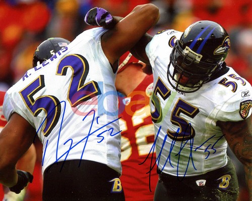 RAY LEWIS TERRELL SUGGS SIGNED AUTOGRAPH 8X10 PHOTO BALTIMORE RAVENS ...