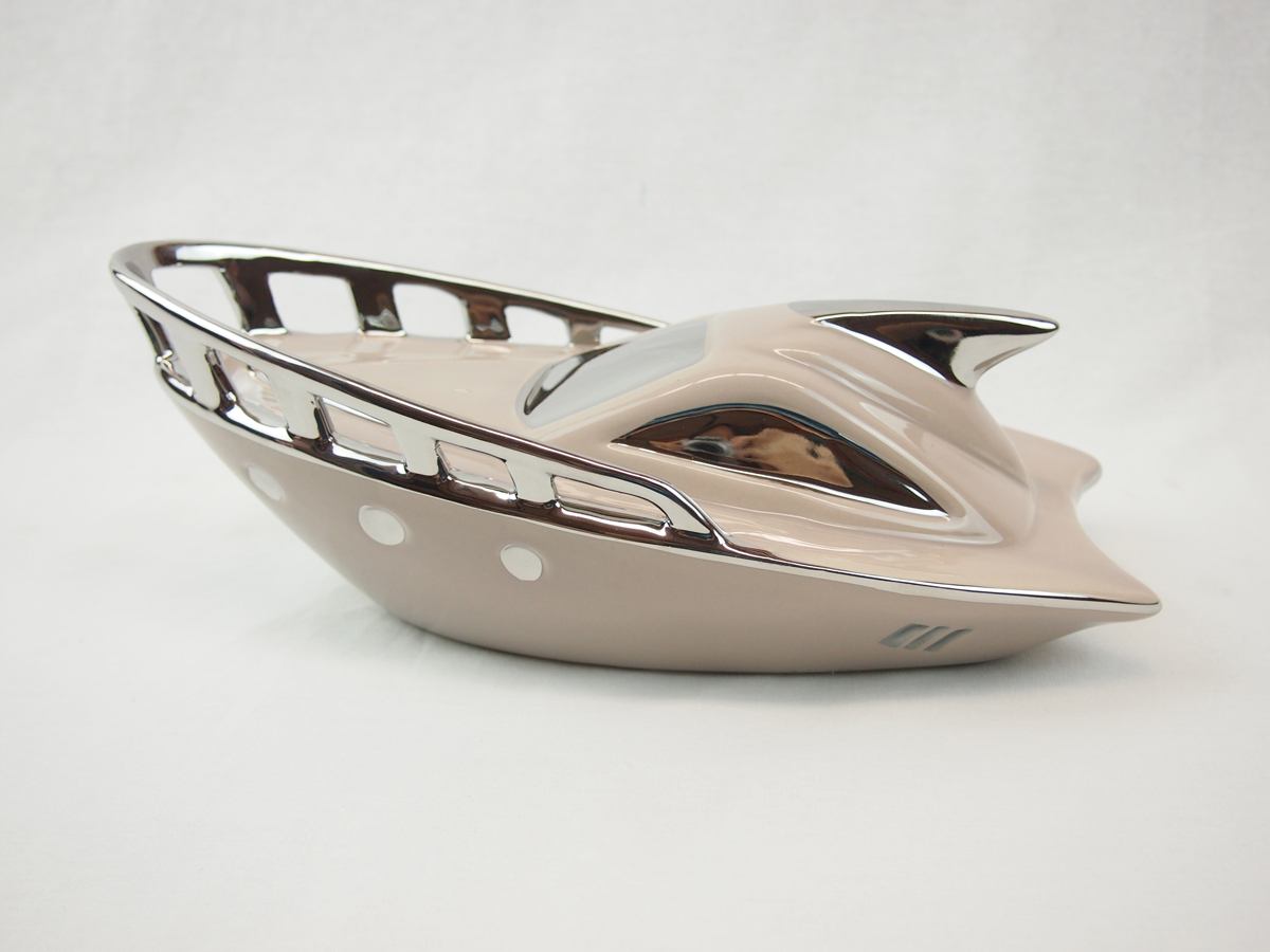 Ceramic Boat Shaped Living Room Home Decor Brown with Silver Brand New ...
