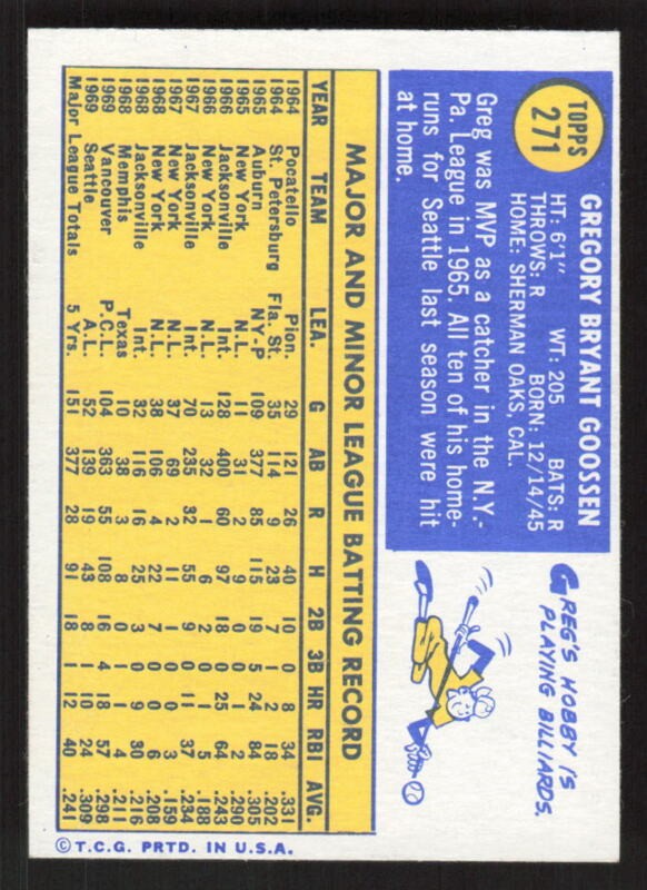1970 TOPPS GREG GOOSSEN 271 VG BASEBALL SEATTLE PILOTS | eBay