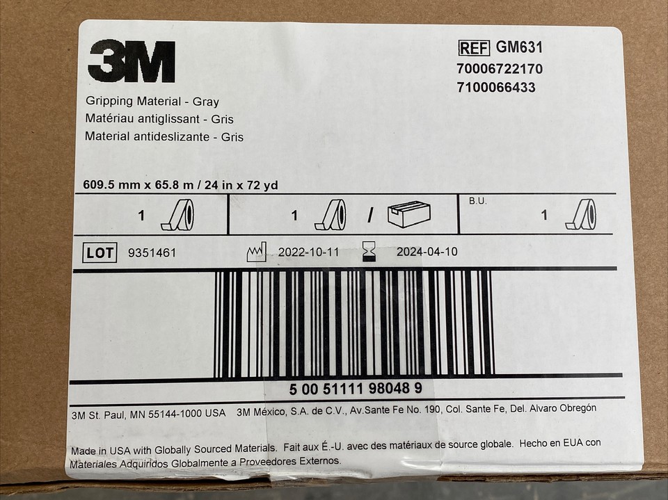 3M Gripping Material GM631 24 in x 72 YD New 24 IN Gray | eBay