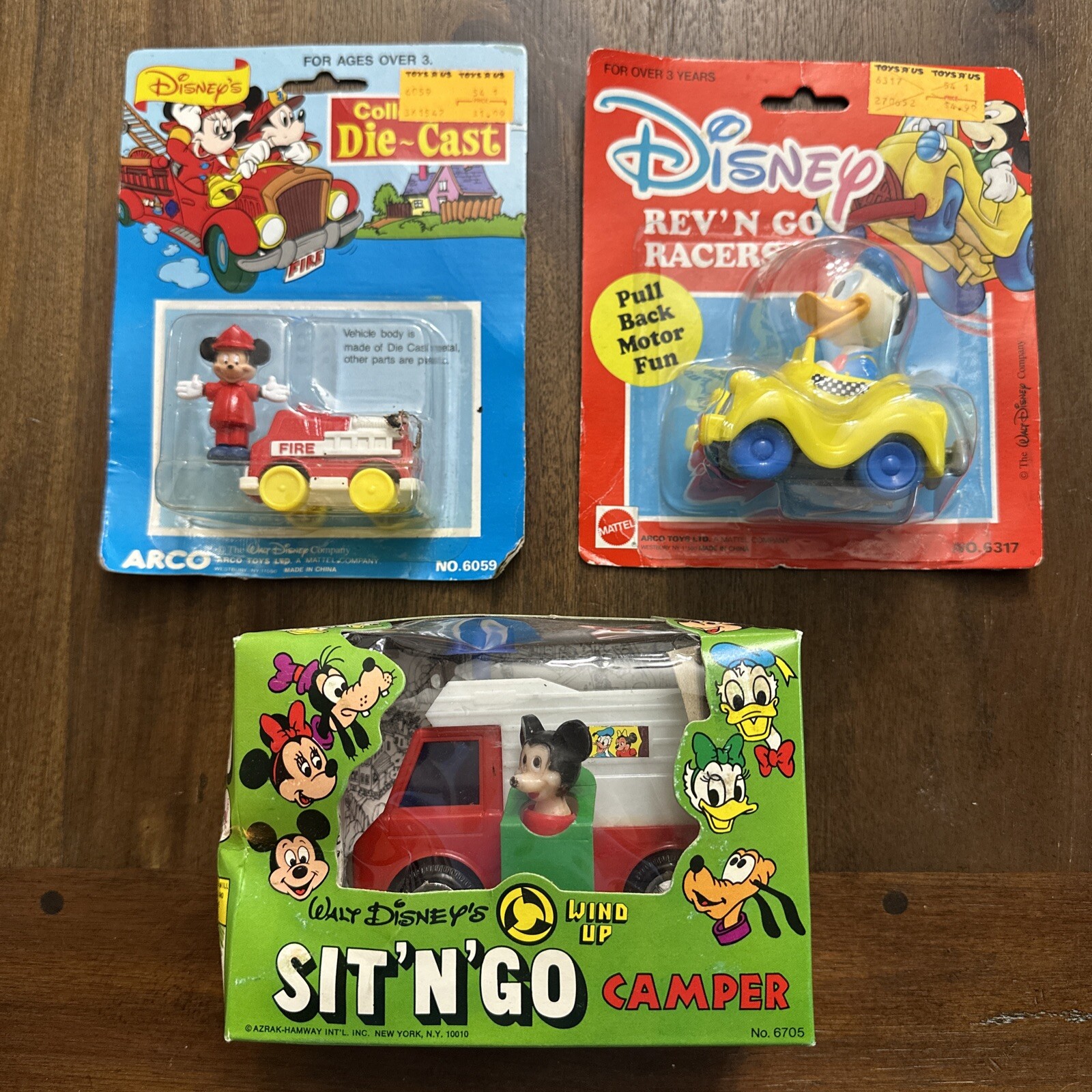 (3) Walt Disney Mickey Mouse Cars, Die Cast, Rev N Go Racers, Sit N Go ...