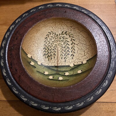 Vtg 1990s Kennedys Country Collection Primitive Hand Painted Wood Bowl ...