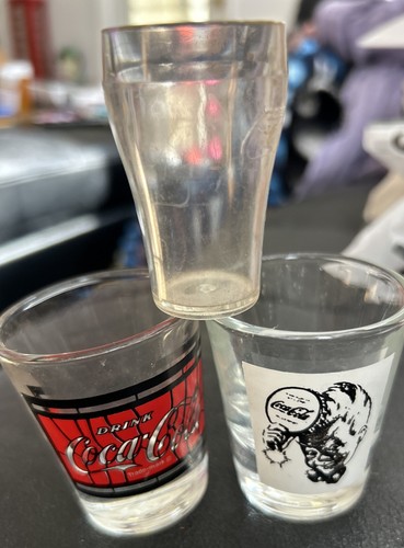 Vintage Coca-Cola Lot-2 Glass Shot Glasses & Mini Plastic Cup! | eBay
