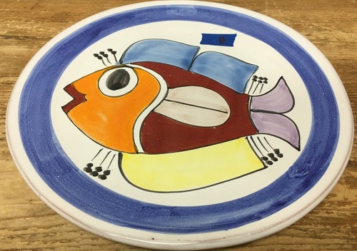 Dinner Plate Italy Nino Parrucca Fish Colorful Majolica White Primary ...
