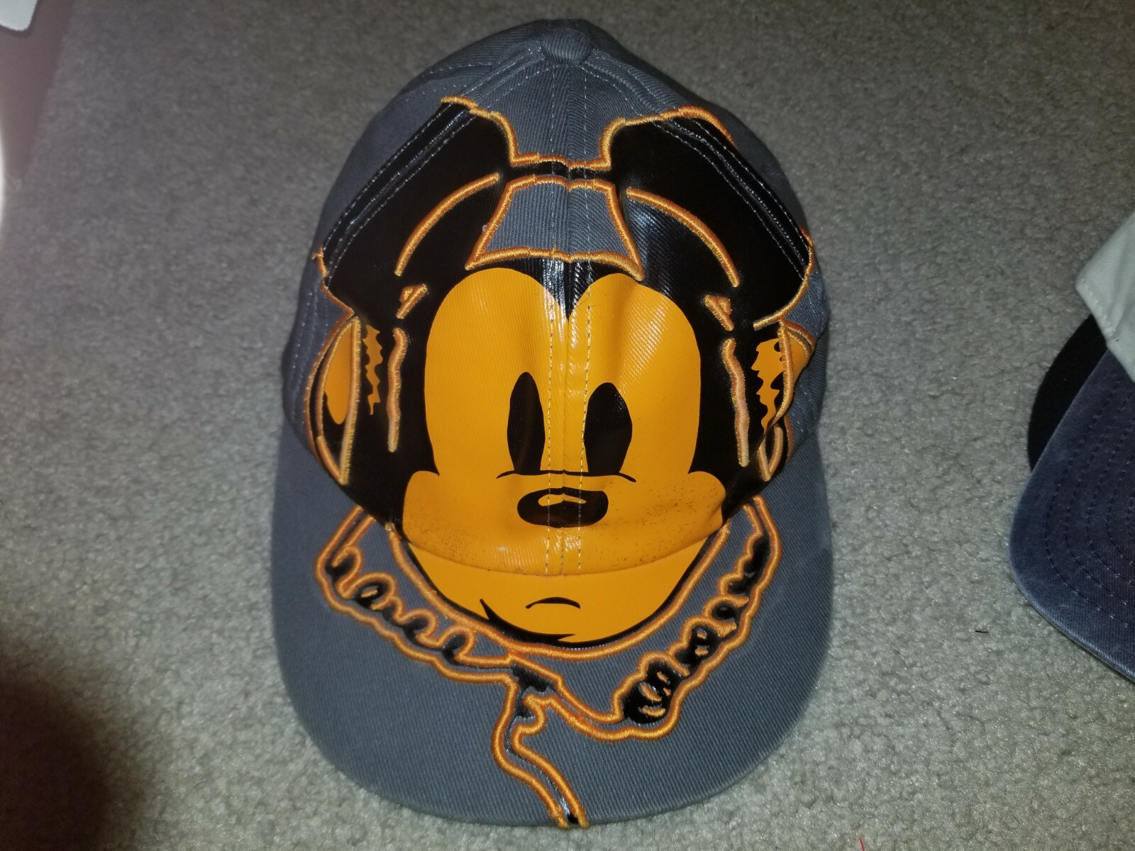 Disney Parks Mickey Mouse DJ Headsets Hat Cap Embroidered Black Orange ...