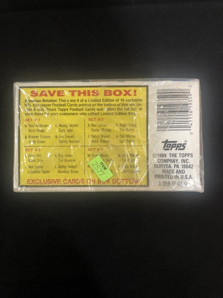 1989 Topps Football Wax Box Factory Sealed 36 Packs Mint Box Rare | eBay