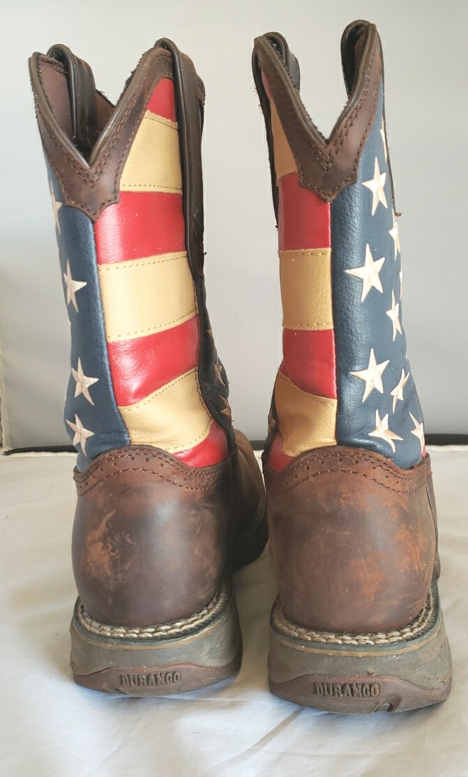 Durango Rebel American Flag Men’s Size 9.5M Boots Steel Toe DB020 Brown ...