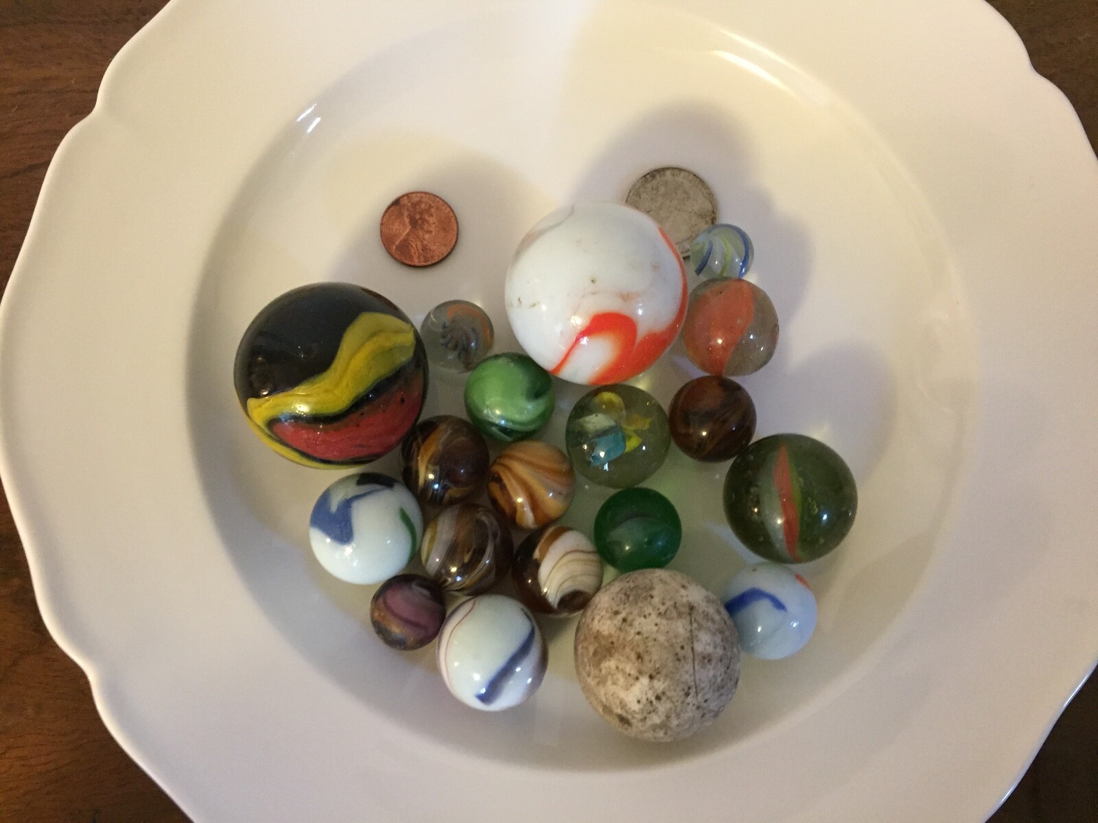 Antique Glass / Clay Marbles Very Large Size Aggie Akro Agate Swirl ...