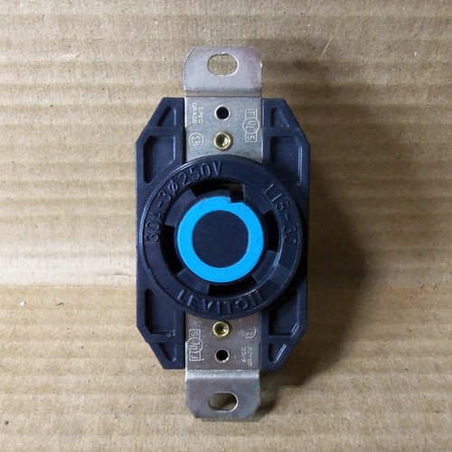 NEW LEVITON L15-30 TWIST-LOCK RECEPTACLE 30A 3-PH 250V UL94 ELECTRIC ...