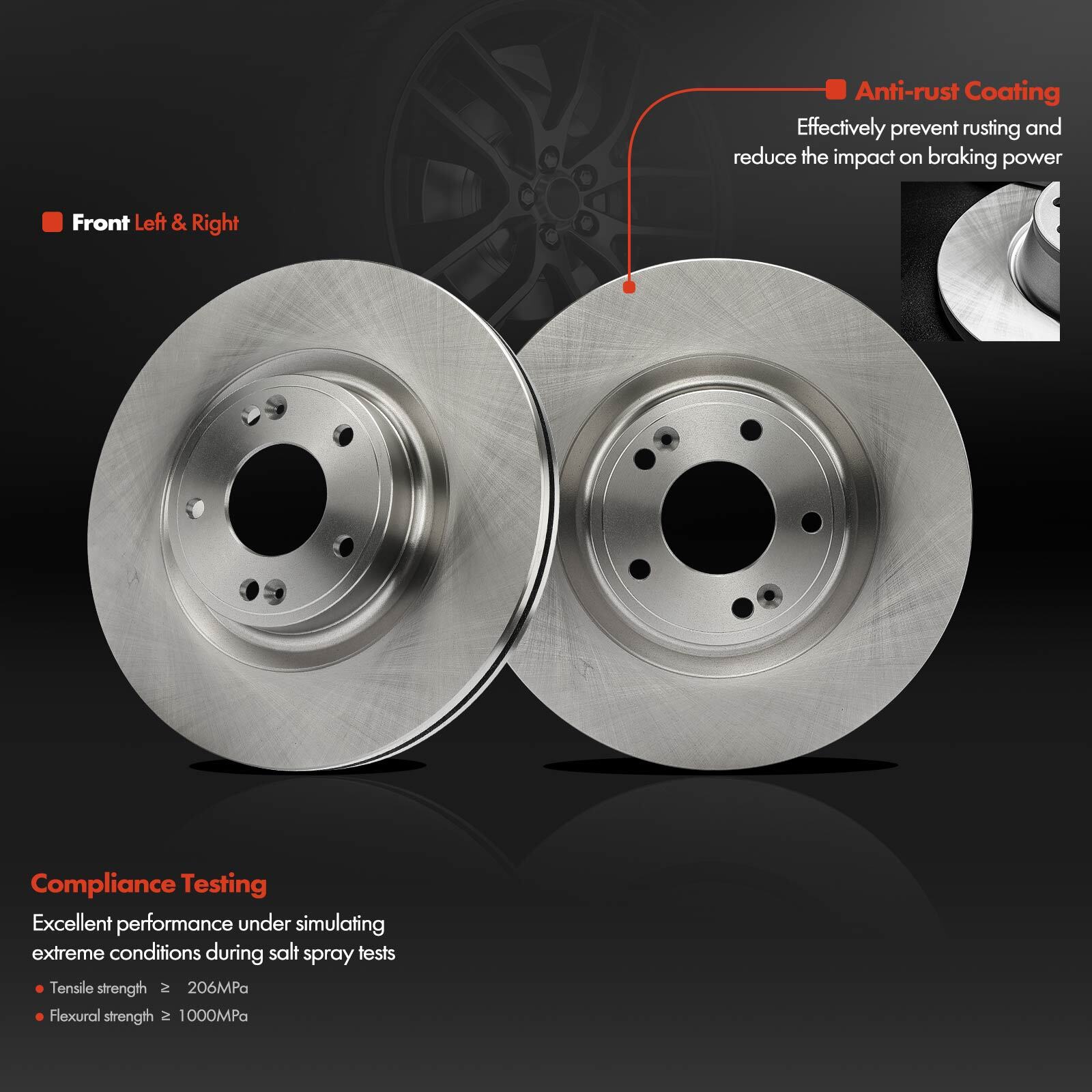 2x Disc Brake Rotors for Hyundai Genesis Coupe 2010-2016 2.0L 3.8L ...