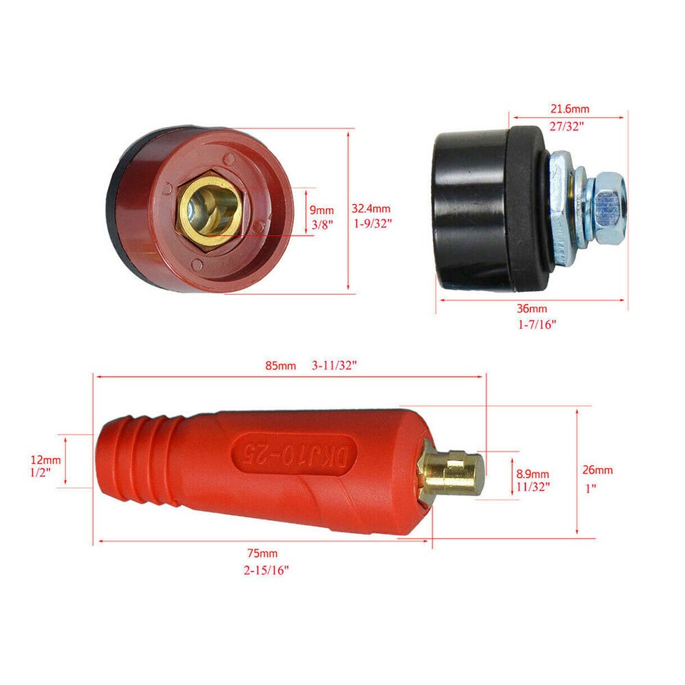 TIG Welding Cable Panel Connector Socket DKJ10-25 & DKZ10-25 4 Pcs- | eBay