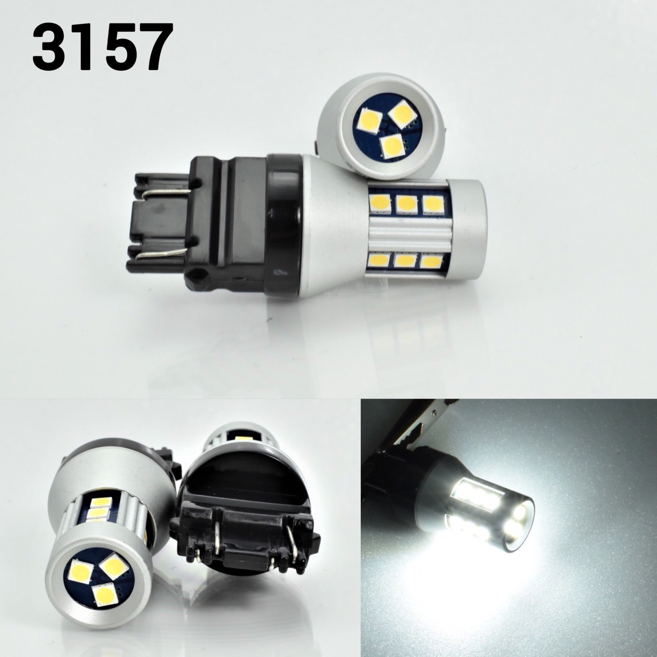 T25 3157 4157 LED Brake Light White Bulb 15 SMD Small & Smart K1 Fits V ...