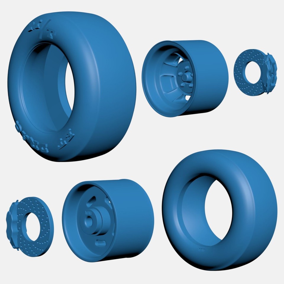 1/24 Resin 15x4.5 & 15x10 Halibrand Sprint Wheels, M/T Tires, and Brake ...