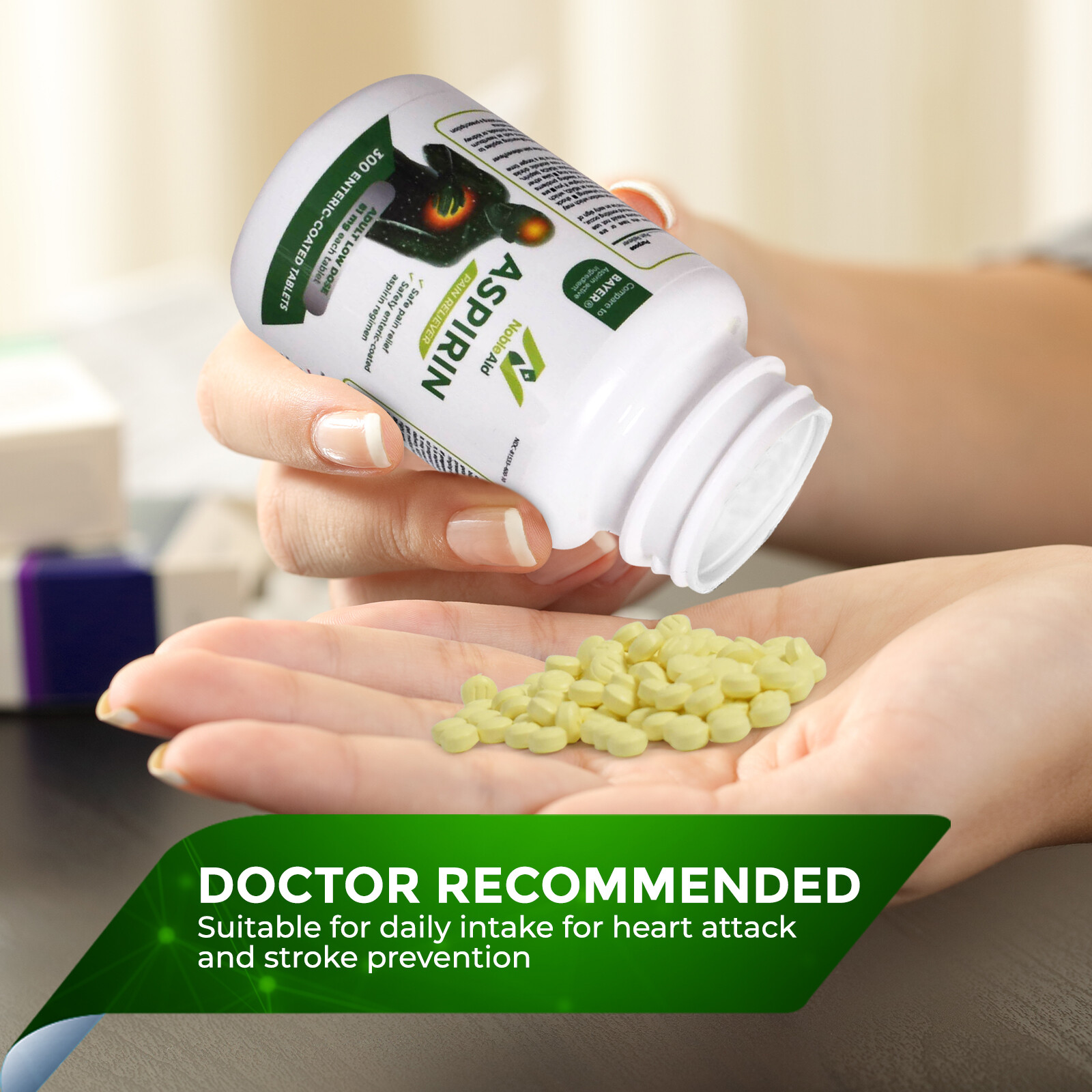 Pure Low Dose Aspirin 81mg for Adults by NobleAid, Enteric Coated Baby ...