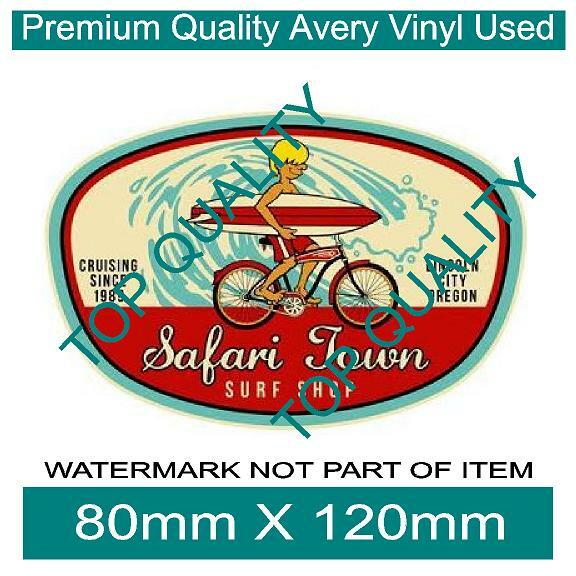 VINTAGE SAFARI TOWN SURF SHOP DECAL STICKER SURF CAR TRUCK DECALS ...