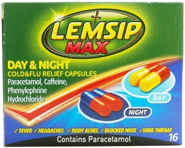 Lemsip Max Day & Night Cold and Flu Relief Capsules (Pack of 16) for ...