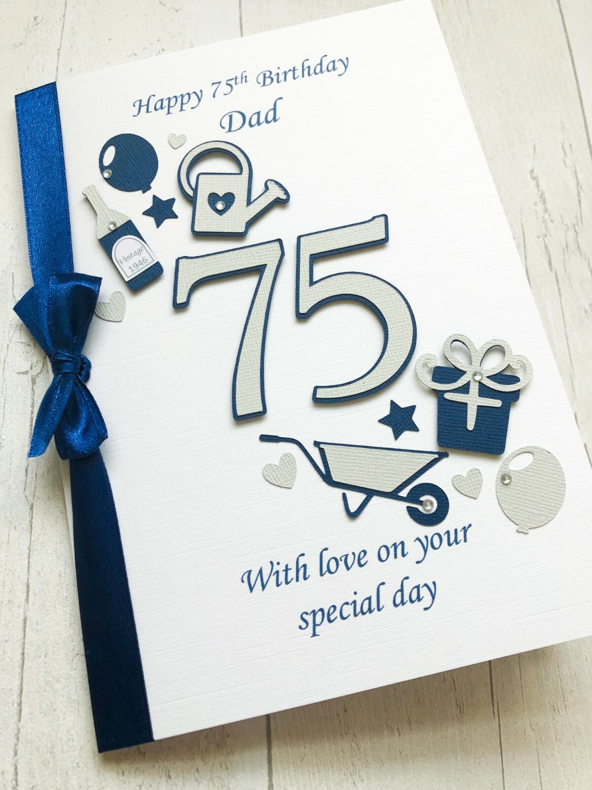 75th BIRTHDAY CARD Men Dad Husband Grandad Grandpa Handmade ...