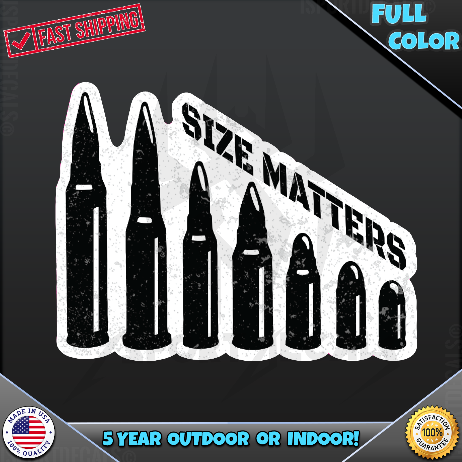 SIZE MATTERS AMMO 1776 Inside Outside Car Laptop PC VINYL DECAL STICKER ...