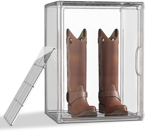 Boot Storage Organizer Tall Boots Boxes Clear Plastic Stackable Acrylic ...