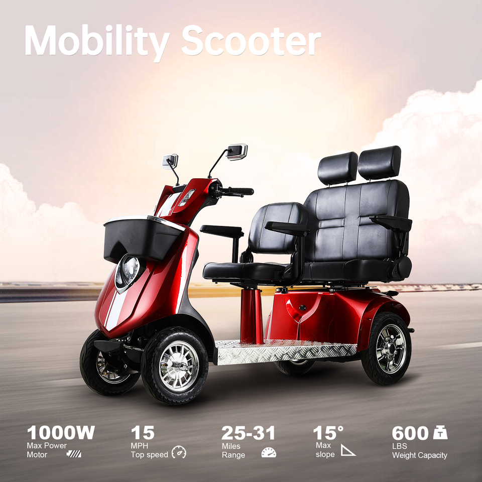 1000W 4-Wheel Heavy Duty Adjustable 3-Seat Electric Power Mobility ...